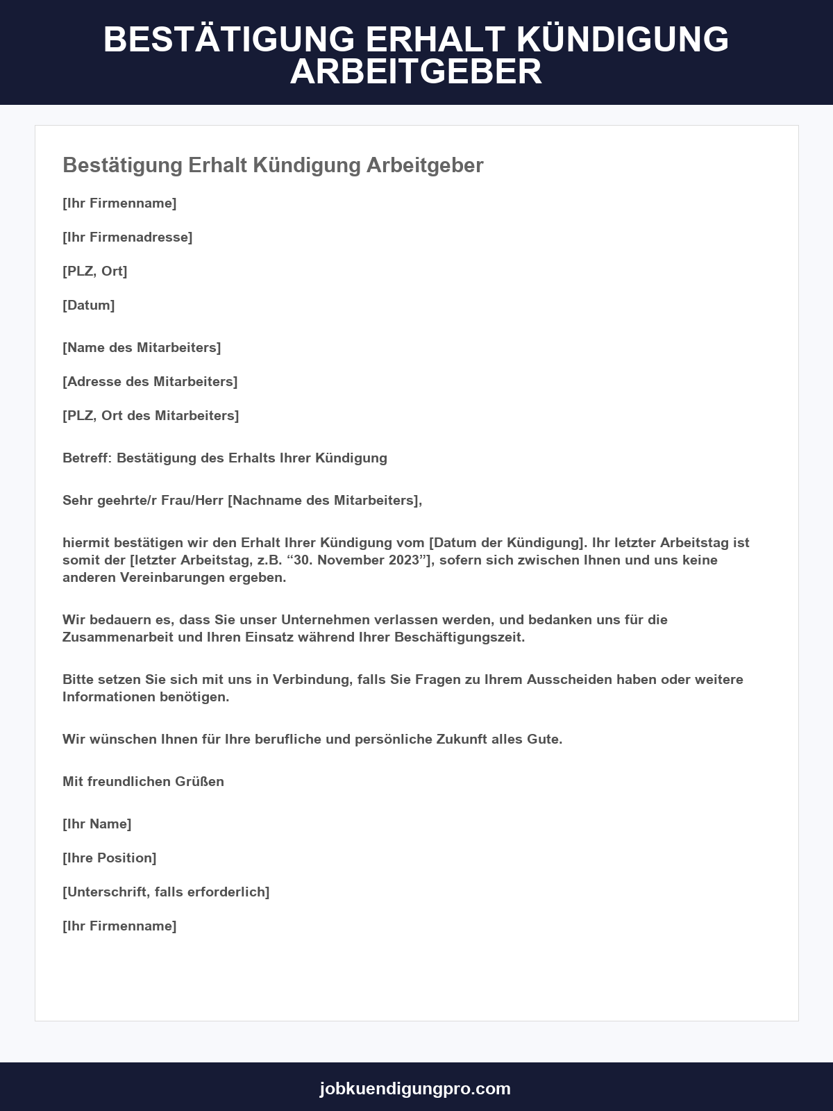 Bestatigung Kundigung Muster